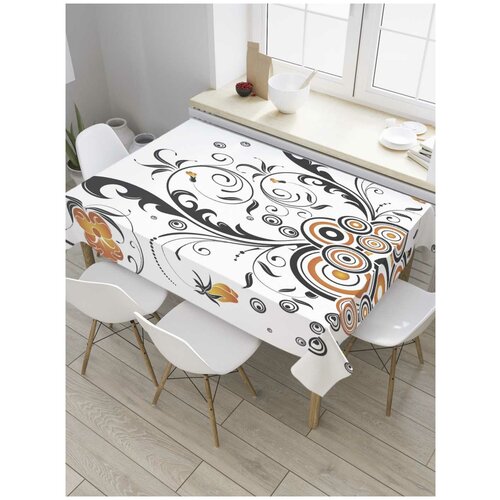Скатерть прямоугольная JoyArty на кухонный стол "Векторные вензеля" из оксфорда, 180x145 см