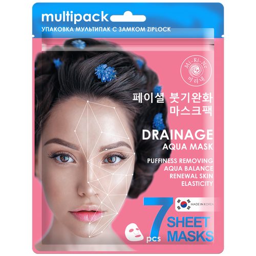 Mi-Ri-Ne тканевая маска Drainage Aqua Mask, 90 г, 7 шт. по 45 мл