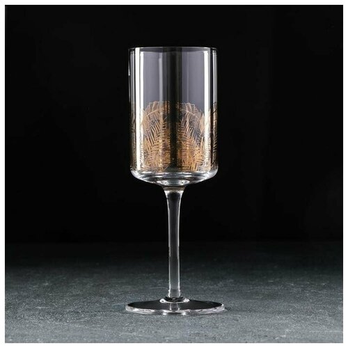 Бокал для вина Magistro "Золотой лист", 300 мл, 7x19,5 см, стеклянный фужер для напитков