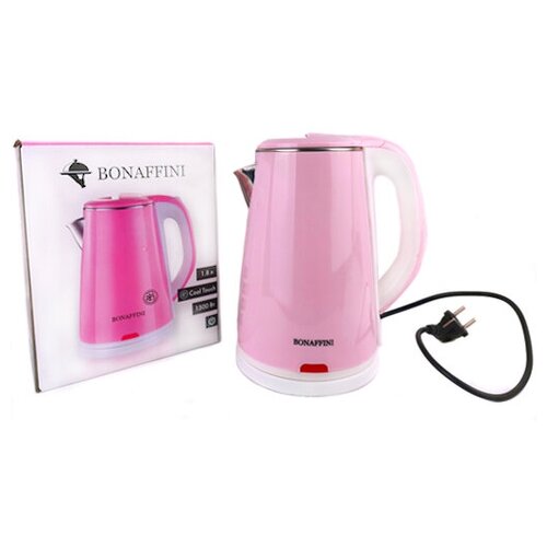 Электрический чайник Bonaffini ELK-0001, 1,8л, 1500 Вт, диск, розовый