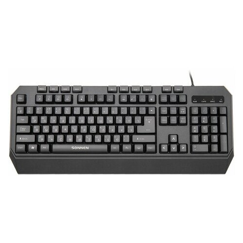Клавиатура проводная игровая SONNEN KB-7700, USB, 104 клавиши + 10 программируемых клавиш, 3 режима подсветки, черная,513512