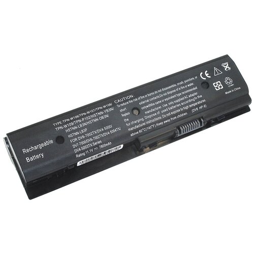 Аккумуляторная батарея для ноутбука HP DV6-7000 DV6-8000 (HSTNN-LB3N) 7800mAh OEM черная