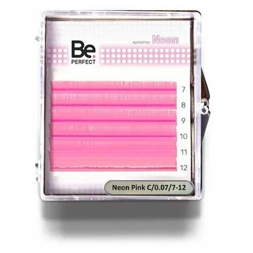 Ресницы Цветные Be Perfect (Би Перфект) Neon Pink MINI 6 линий C 0.07 7-12 мм