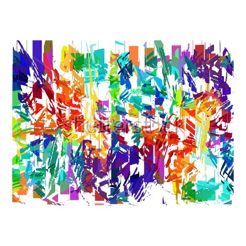 Постер на холсте Яркая композиция с разноцветными цветовыми пятнами на белом фоне 67см. x 50см.
