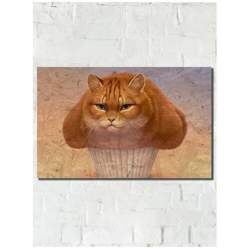 Картина интерьерная на рельефной доске животные кот котенок милота - 5124