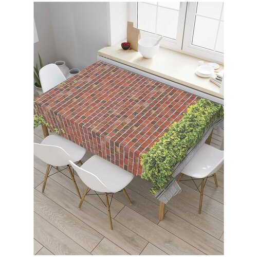 Скатерть прямоугольная JoyArty на кухонный стол "Обрастающая стенка" из оксфорда, 180x145 см