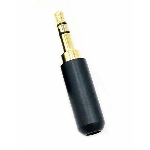 Разъем аудио Jack 3.5 мм штекер стерео металл позолоченный на кабель в мини корпусе, черный.