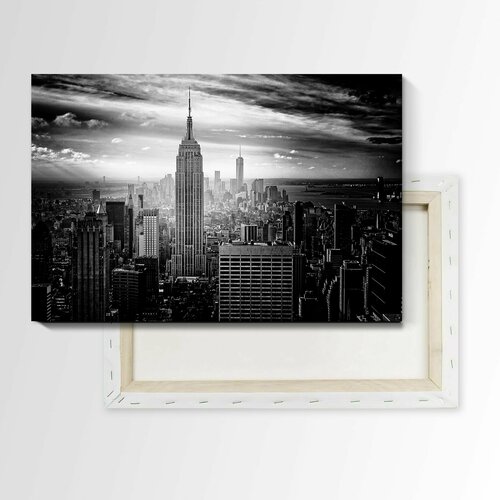 Картина на холсте - "Вид на Нью-йорк ЧБ" размер 50-75 см