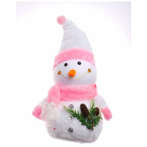 Рождественская декорация Снеговик розовый