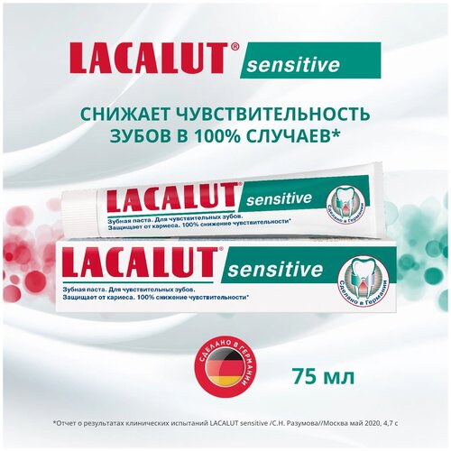 Зубная паста LACALUT Sensitive, 75 мл, 200 г, 2 шт., белый-зеленый