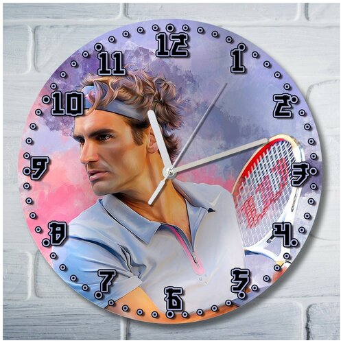 Настенные часы УФ Спорт теннис (Роджер Федерер) - 1070