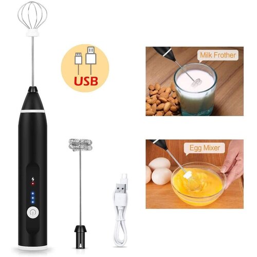 Мини-миксер ручной USB Speed Adjustable Milk Frother / Капучинатор/с двумя венчиками