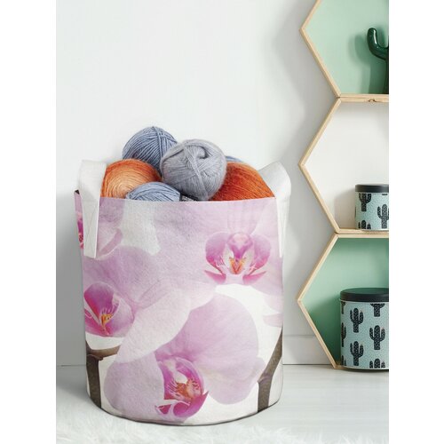Текстильная корзина для вещей, мешок горшок для рассады и цветов, из войлока гроубэг JoyArty "Плавучие цветы" 27 л
