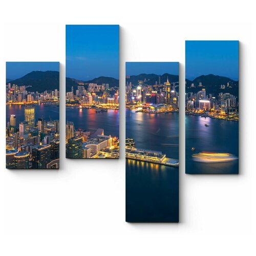 Модульная картина Сияющий ночными огнями Гонконг84x79