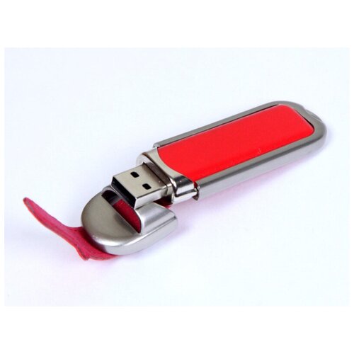 Кожаная флешка для нанесения логотипа с массивным корпусом (128 Гб / GB USB 2.0 Красный/Red 212 Доступно нанесение)