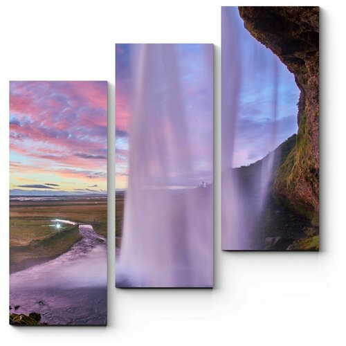Модульная картина Красивый закат на водопаде90x96