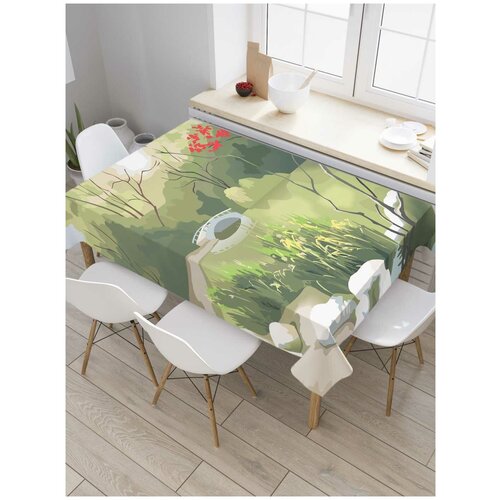 Скатерть прямоугольная JoyArty на кухонный стол "Чужой мост" из оксфорда, 180x145 см