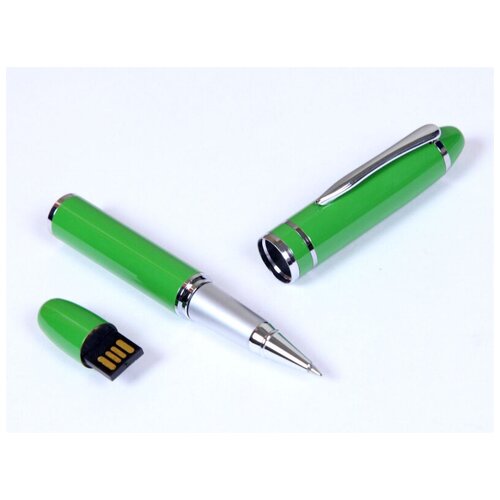Флешка в виде ручки с мини чипом (32 Гб / GB USB 2.0 Зеленый/Green 370 для именной гравировки оригинальный подарок на выпускной)