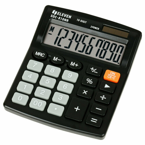 Калькулятор настольный Eleven SDC-810NR, 10 разрядов, двойное питание, 127*105*21мм, черный, 339214