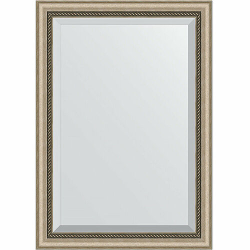 Зеркало Evoform Exclusive 103х73 BY 1192 с фацетом в багетной раме - Состаренное серебро с плетением 70 мм