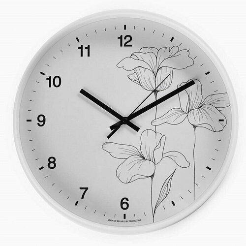 Часы настенные, серия: Интерьер, "Цветы", плавный ход, диаметр30.5 см