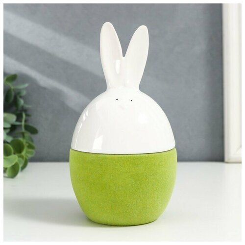 Сувенир интерьерный "Кролик-яйцо" зелёный флок 15,8х8,5х8,5 см