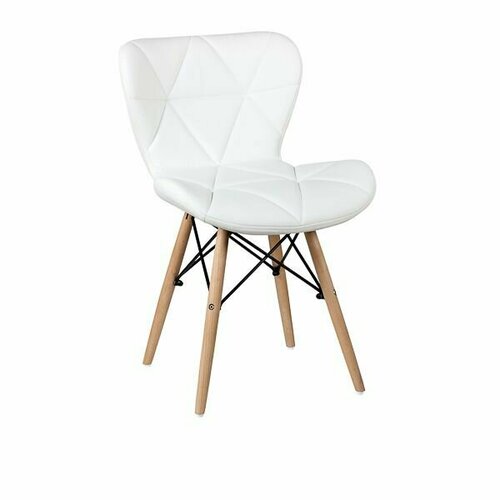 Стул обеденный ecoline дизайнерский Перфекто WX-854 цвет сиденья белый, ножки светлый бук