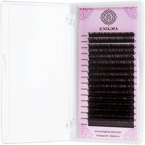 Ресницы Enigma цвет "Мокка" микс (Изгиб: C, Толщина: 0.07, Микс длин: 5-9мм)