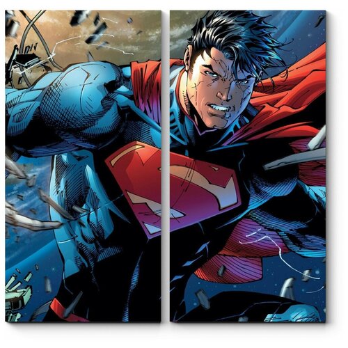 Модульная картина Супермен, разбивающий стену 50x50
