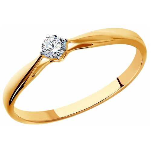 Кольцо помолвочное SOKOLOV, красное золото, 585 проба, родирование, бриллиант, размер 15.5, золотой, красный