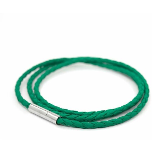Плетеный браслет Handinsilver ( Посеребриручку ) Браслет плетеный кожаный с магнитной застежкой, 1 шт., размер 24 см, зеленый