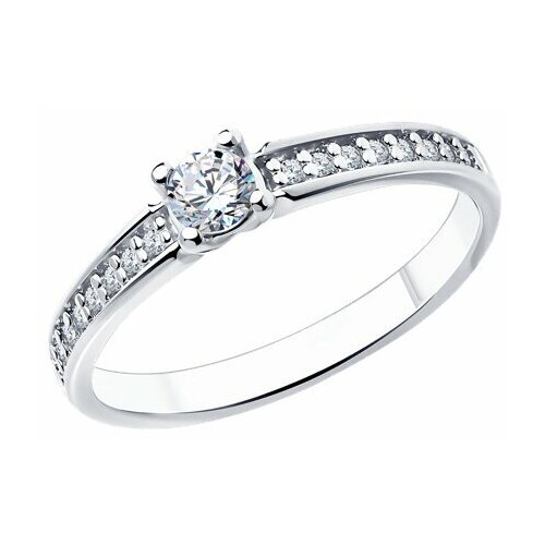 Кольцо помолвочное Diamant, серебро, 925 проба, фианит, размер 16, белый