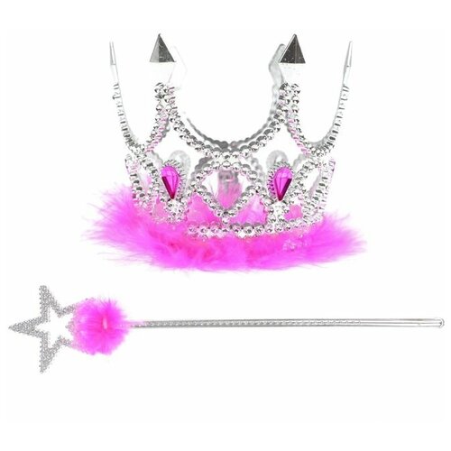 Карнавальный набор "Маленькой принцессы" 2 предмета: жезл, корона на резинке