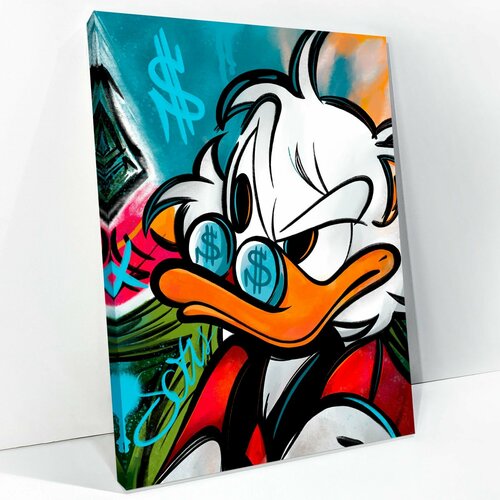 Картина Скрудж Mc'Duck глаза и доллары на холсте 50х70см
