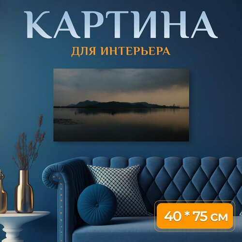 Картина на холсте "Океан, закат, природа" на подрамнике 75х40 см. для интерьера