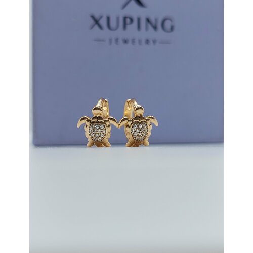 Серьги XUPING JEWELRY Серьги для девочки медсплав бижутерия, фианит, размер/диаметр 10 мм, золотой