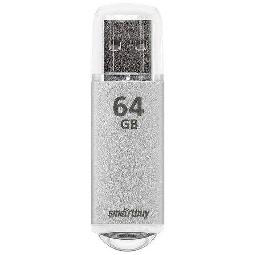 Флешка SmartBuy V-Cut USB 2.0 64 ГБ, 1 шт., серебристый