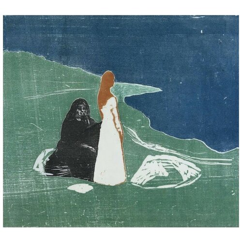 Репродукция на холсте Две женщины на пляже Мунк Эдвард 56см. x 50см.