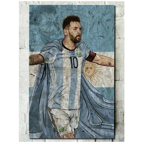 Картина интерьерная на рельефной доске Спорт Футбол Лионель Месси Аргентина Барселона - 7487 В