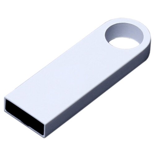 Компактная металлическая флешка с круглым отверстием (8 Гб / GB USB 2.0 Белый mini3 Flash drive VF- mini64)