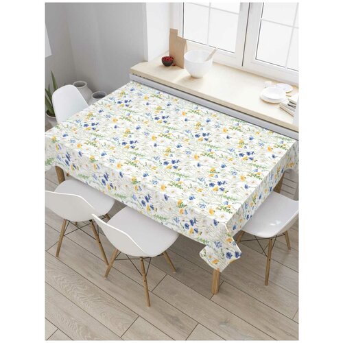Скатерть прямоугольная JoyArty на кухонный стол "Полевые цветы" из оксфорда, 180x145 см