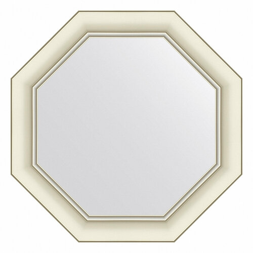 Зеркало настенное Octagon EVOFORM в багетной раме белый с серебром, 51х51 см, для гостиной, прихожей, кабинета, спальни и ванной комнаты, BY 7430