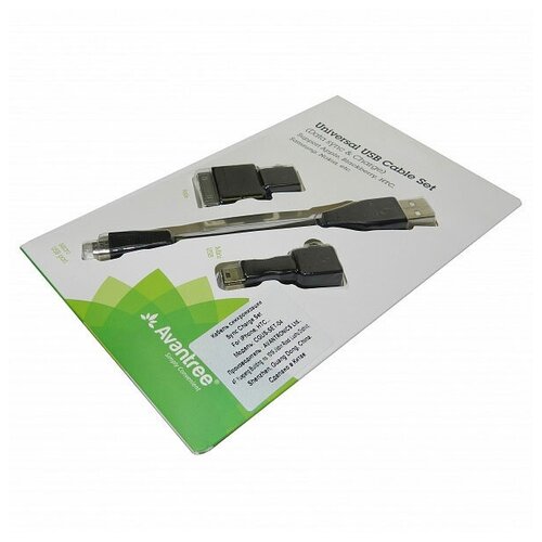 Кабель USB-MicroUSB Avantree с переходником miniUSB (CGUS-SET-04) 13см черный