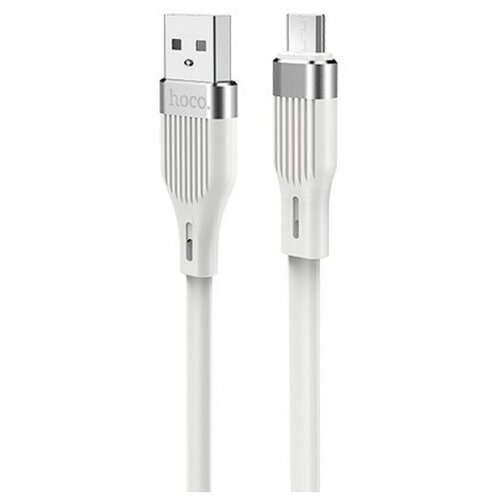 Кабель Hoco U72, microUSB - USB, 2.4 А, плоский, 1.2 м, белый