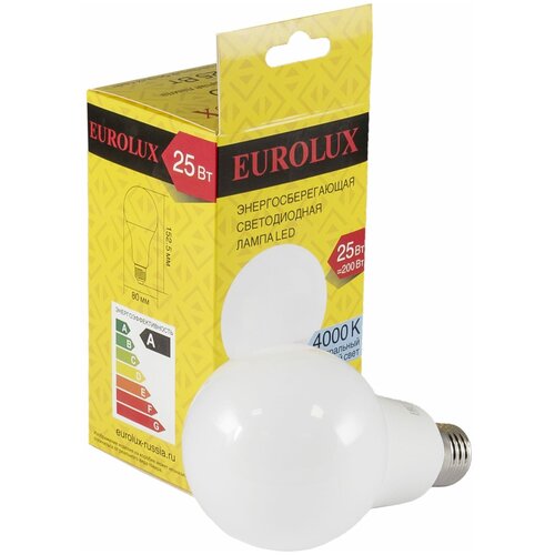 Лампа светодиодная LL-E-A80-25W-230-4K-E27 (груша, 25Вт, нейтр, Е27) Eurolux