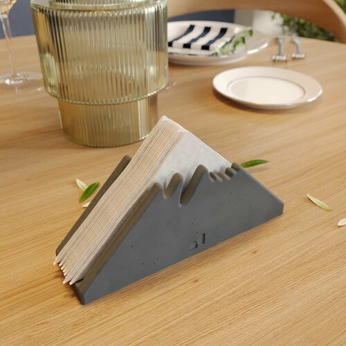 Салфетница на стол для кухни, аксессуар интерьерный для сервировки "Basel" арт бетон темно-серая матовая.