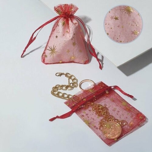 Мешочек подарочный "Вспышки", 7*9, цвет пыльно-розовый с золотом 100 шт.