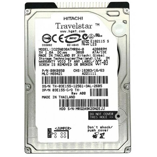 Жесткий диск Hitachi 13N6703 30Gb 4200 IDE 2,5" HDD