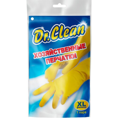 Перчатки хозяйственные латексные Dr. Clean резиновые для уборки, размер XL набор 4 пары