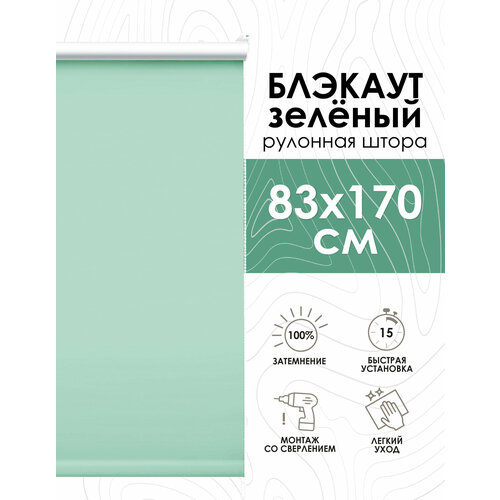 Рулонные шторы блэкаут 83х170 см, Lux зеленый
